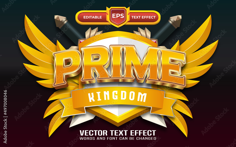 Prime 3d game logo with editable text effect Stock Vector | Adobe Stock