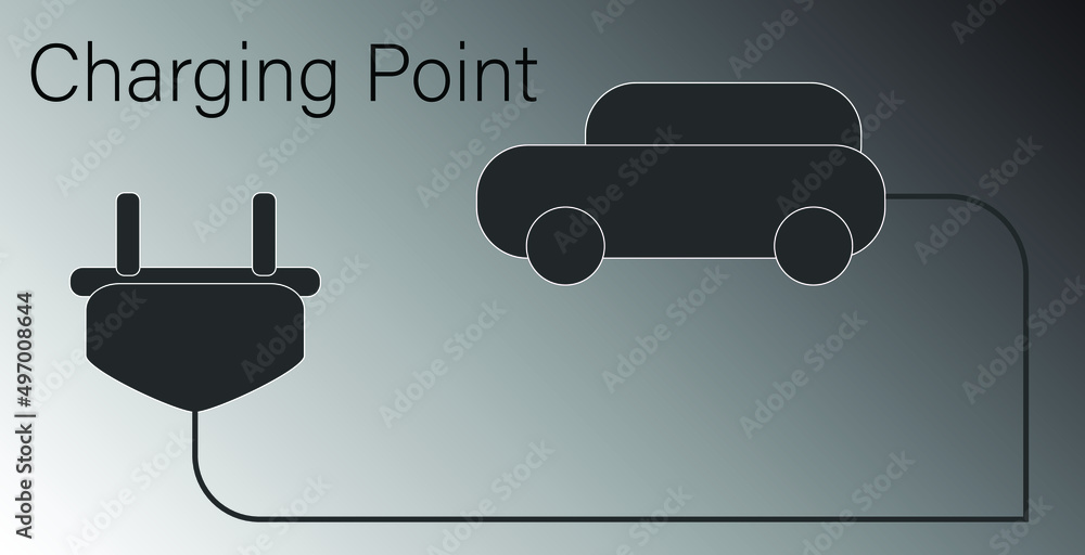 Charging Point for Electric vehicles Illustration in gray and white ...