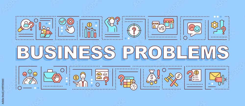 Business problems word concepts blue banner. Financial management ...