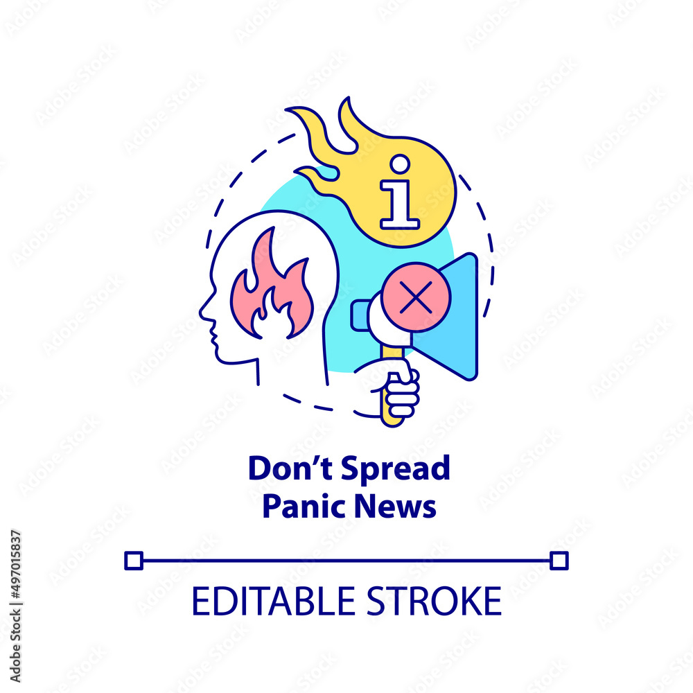 Vetor de Do not spread panic news concept icon. Shocking content ...