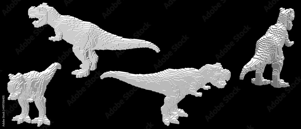Tyrannosaurus Rex from cubes. Voxel art. Futuristic concept. 3d Vector ...