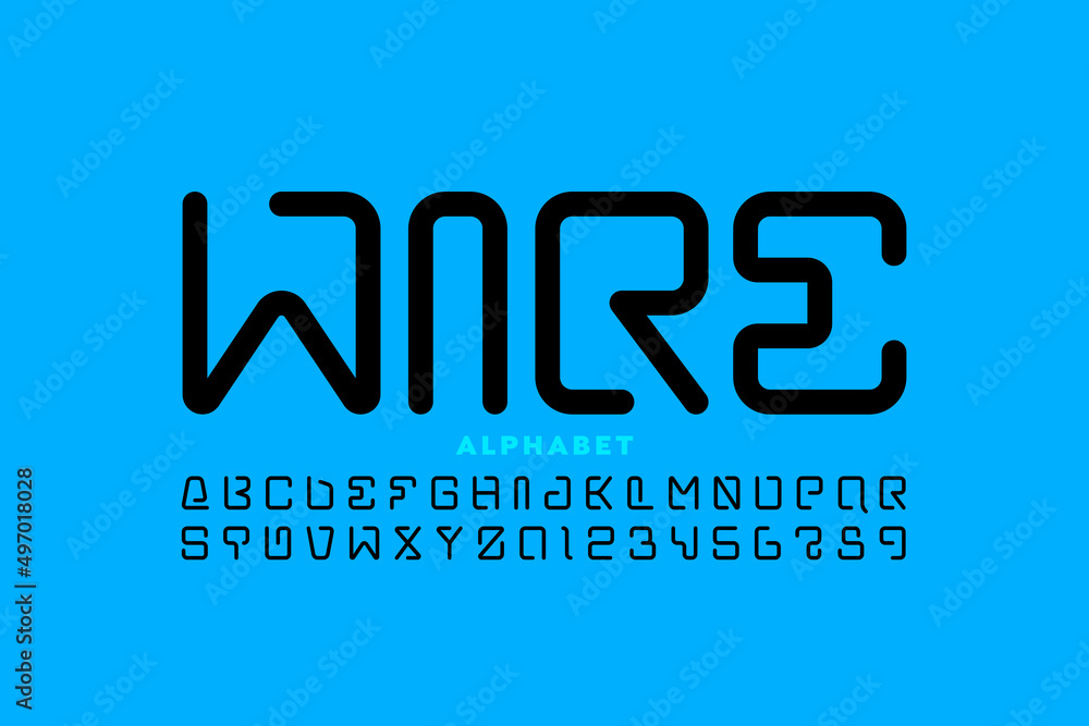 Wire style font design, alphabet letters and numbers vector ...