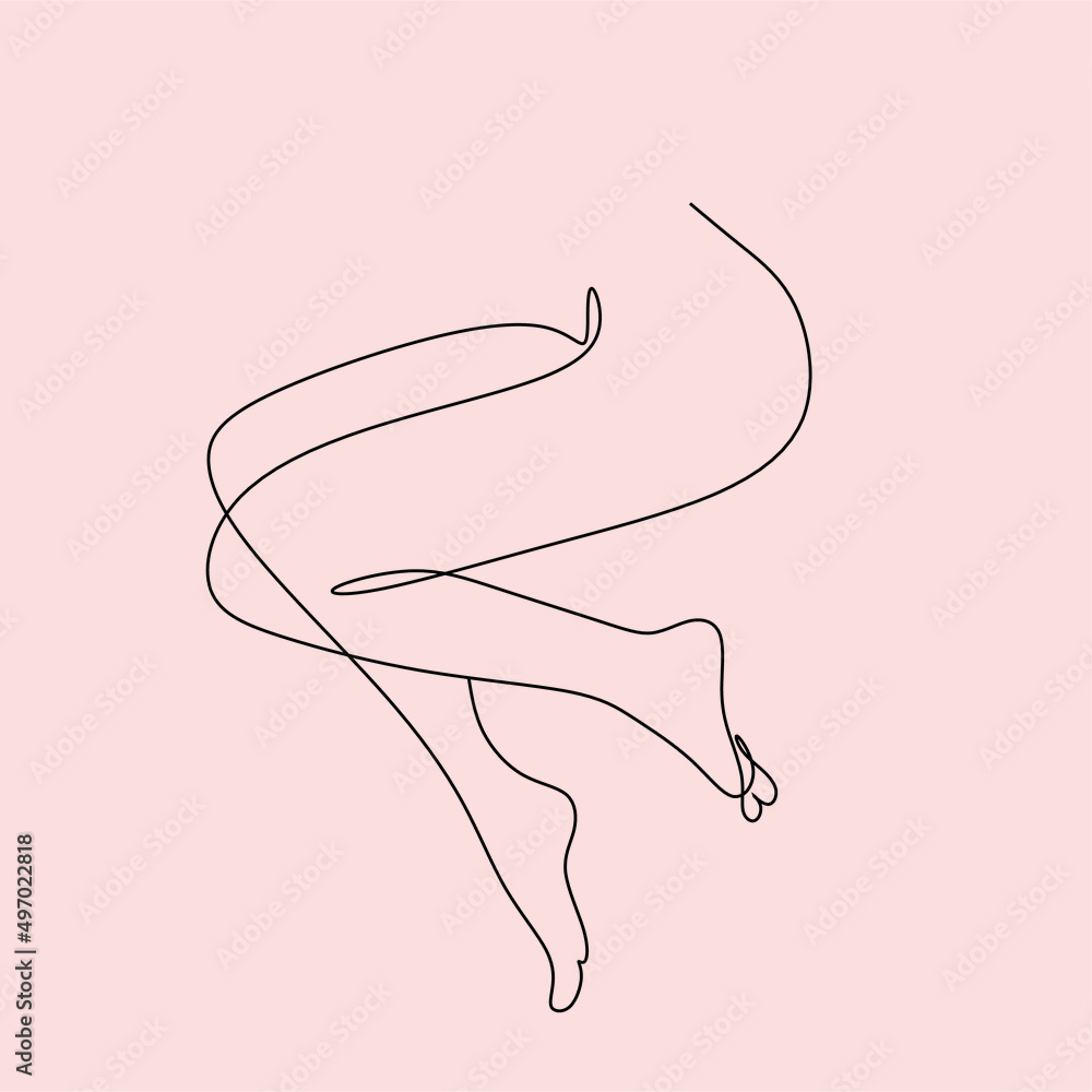 Line Art Legs Vector. Minimalist Line Drawing of woman legs Stock ...