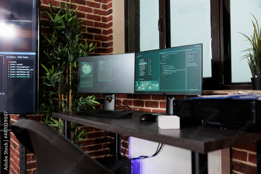 Image of two computer screens displaying software data information and ...