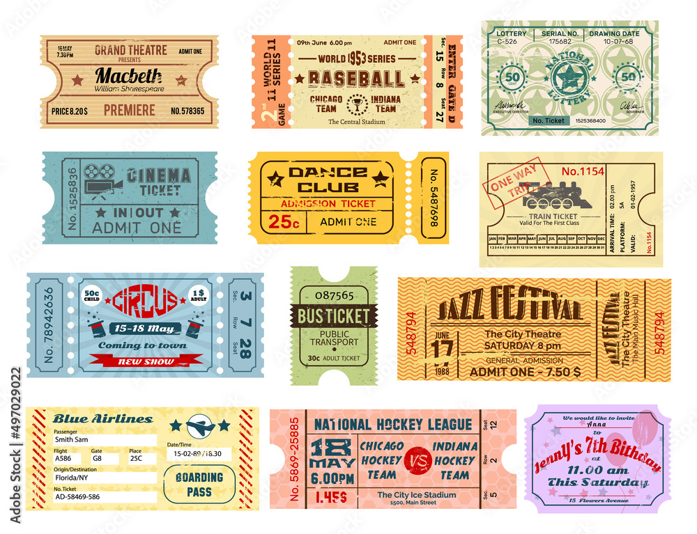Vintage old tickets and coupons. Old paper cardboard texture tickets at ...