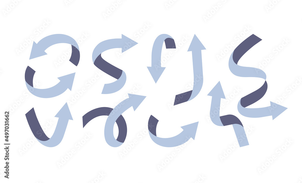 Vector illustration set of blue arrows for for infographic designs or ...