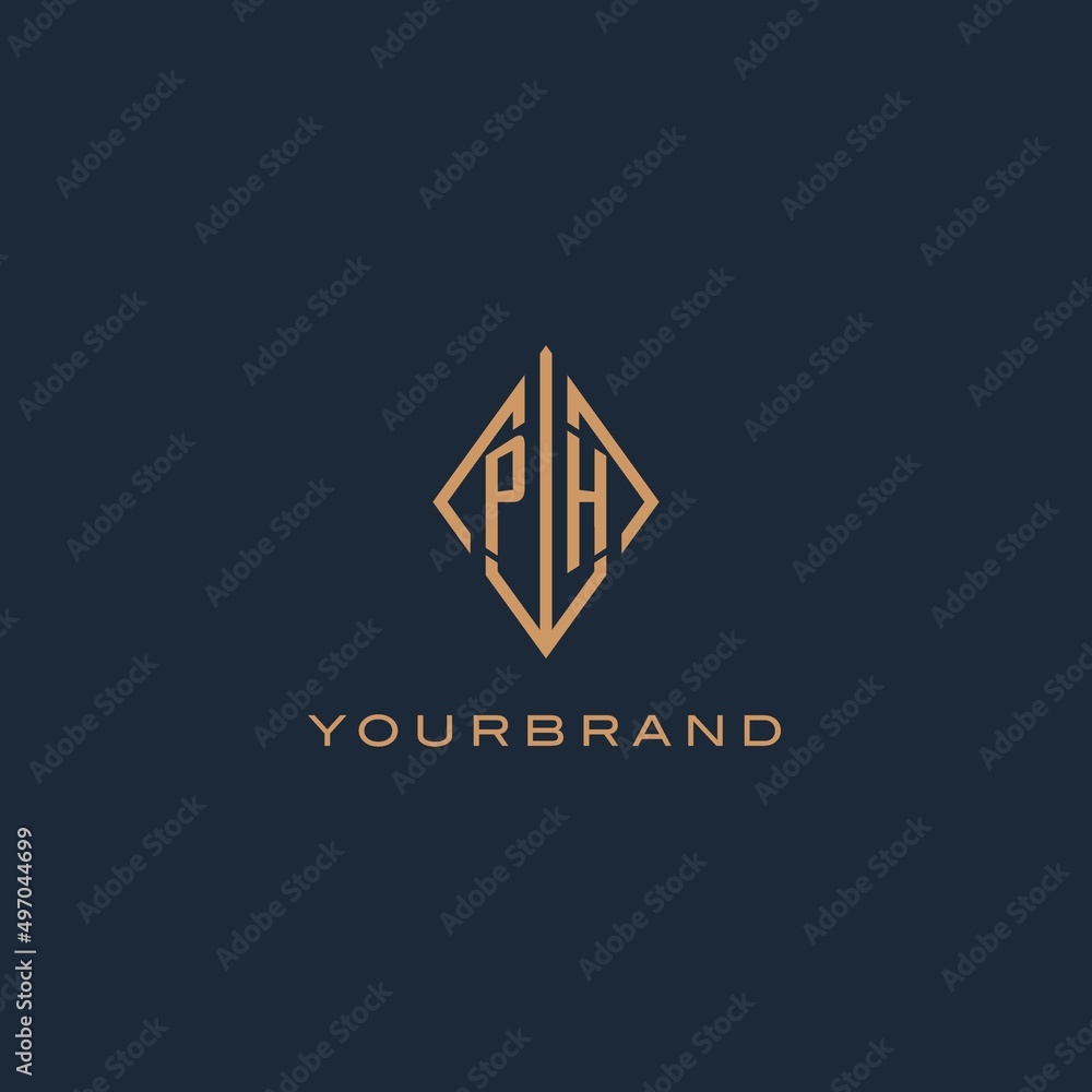 Monogram PH logo with diamond rhombus style, Luxury modern logo design ...