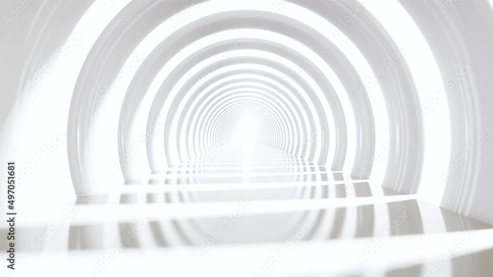 Motion Empty white tunnel.3D Background for corridor, interior design,architecture,technology ...
