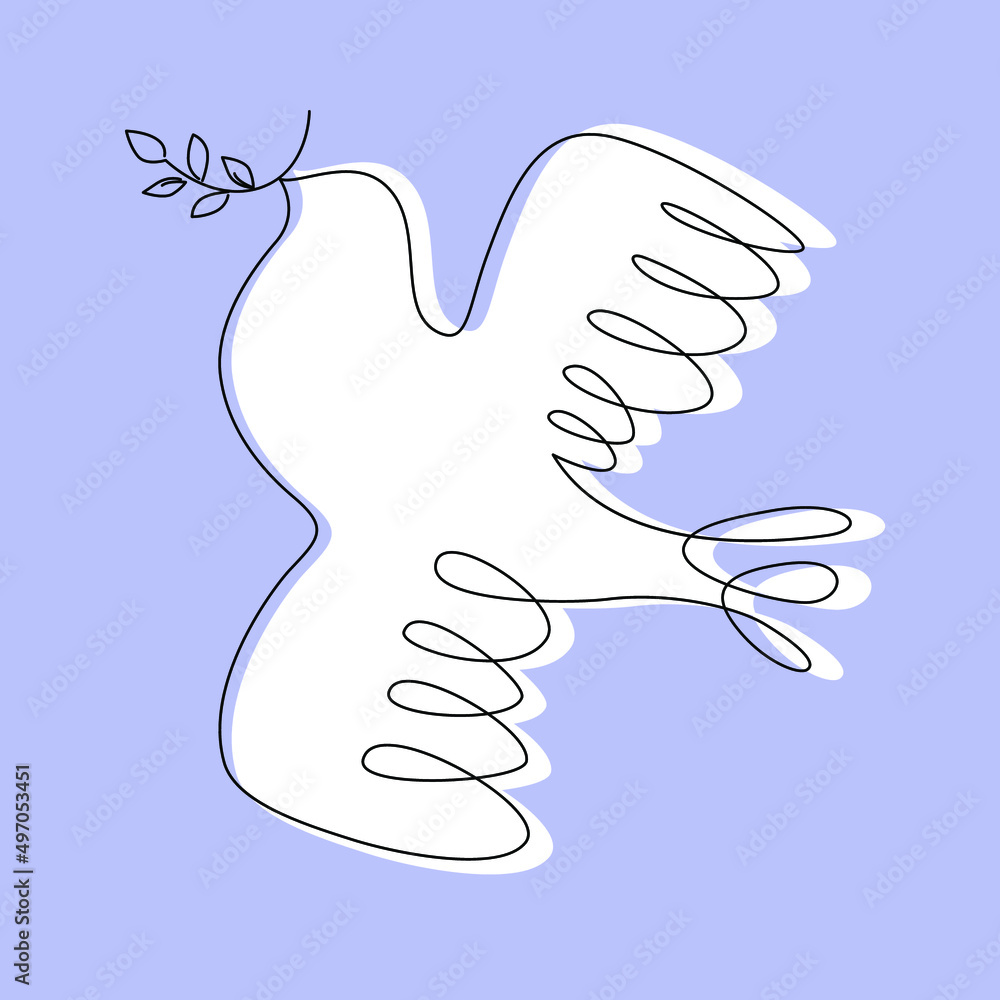Stylized dove of peace. Hand drawn. Line art. Vector illustration ...