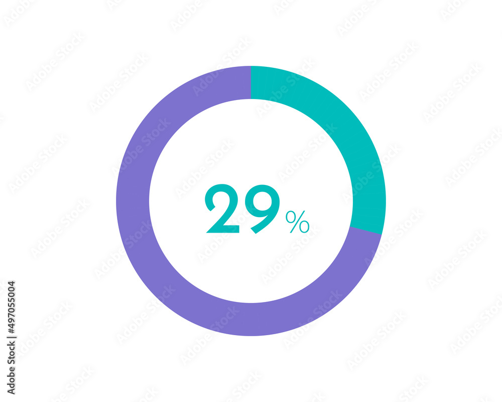 29 Percentage pie diagrams on the white background, pie chart for Your documents, reports, 29% ...