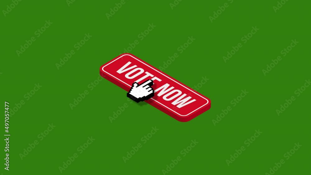 Click vote isometric button animation.green background.4K motion ...