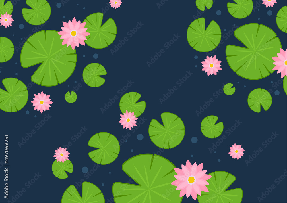 Lily pad and Lotus vector. wallpaper. free space for text. background ...