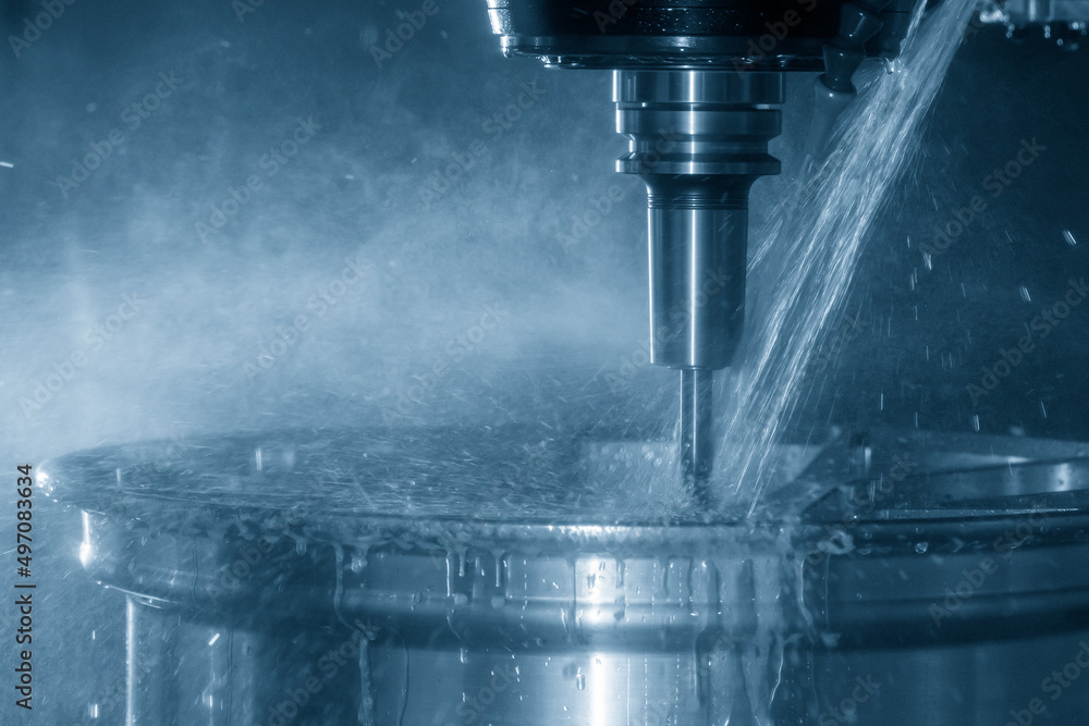 The 5-axis machining center cutting the magnesium alloy wheel parts ...