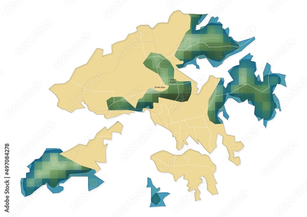 Isolated map of Hong Kong S.A.R. with capital, national borders ...