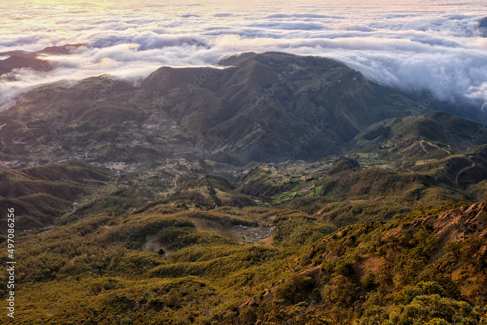 The stunning view of the mountains and valleys from the summit of Mt ...