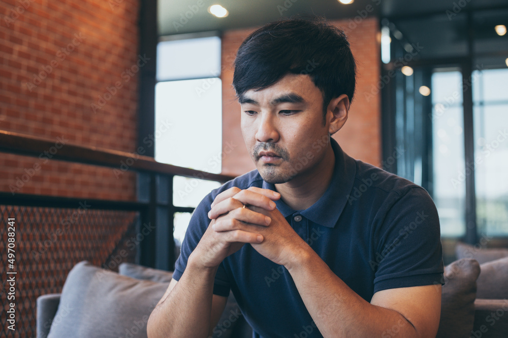 sad serious illness man.depressed emotion panic attacks alone sick ...