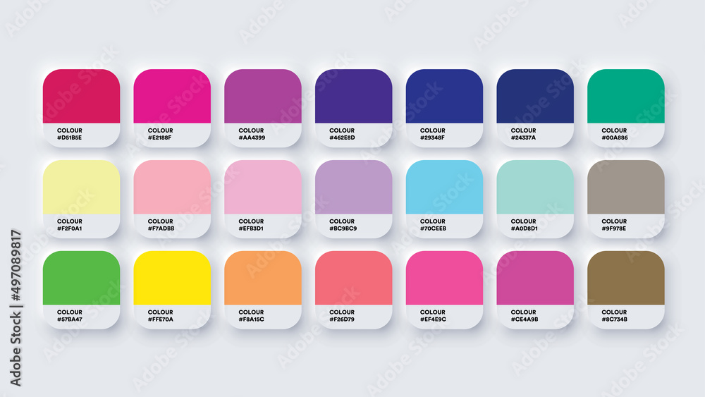 Pantone Trendy Colour Catalog Inspiration Samples in RGB Stock Vector ...