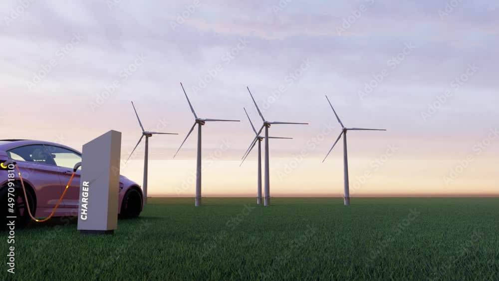 4K ULTRA HD. Electric car charging. Electric vehicle charging port ...