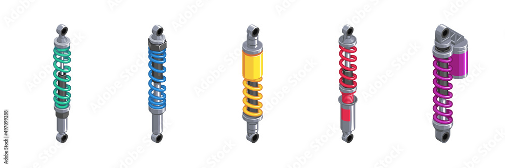 Shock absorber for the car. Racing shock absorber in isometrics. 3d ...