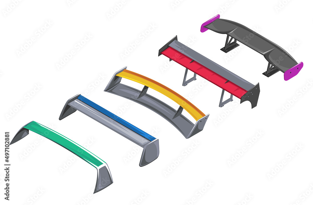 Spoiler for the car. Set of sports spoilers for racing car. Spoiler in ...
