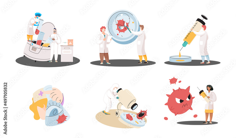 Antivirus vaccine. Scientists conducting scientific researches ...