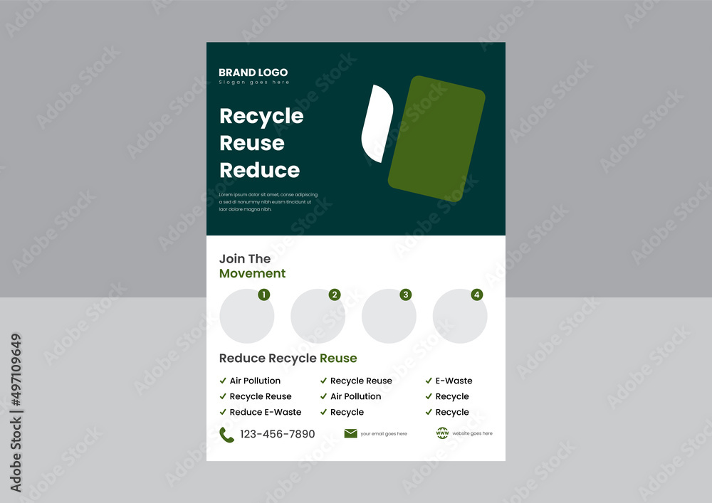earth day recycling event flyer poster design template. free waste ...