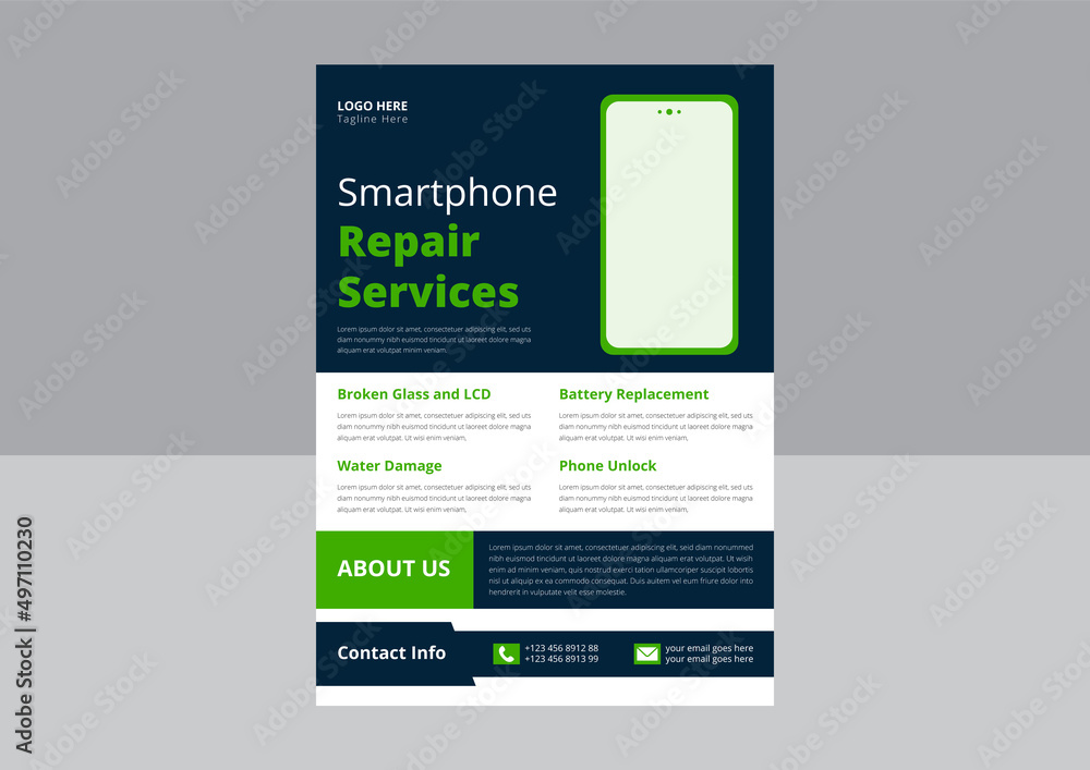 Smartphone Repair Service flyer template. Cell phone repair flyer ...