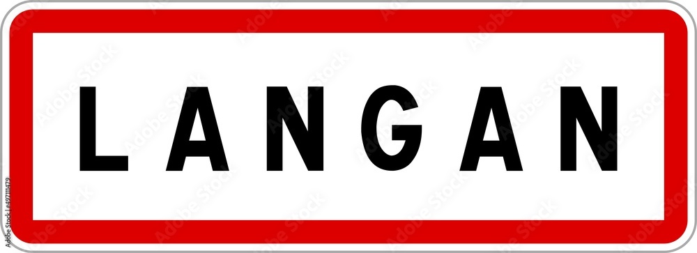 Panneau entrée ville agglomération Langan / Town entrance sign Langan Stock-Illustration | Adobe ...
