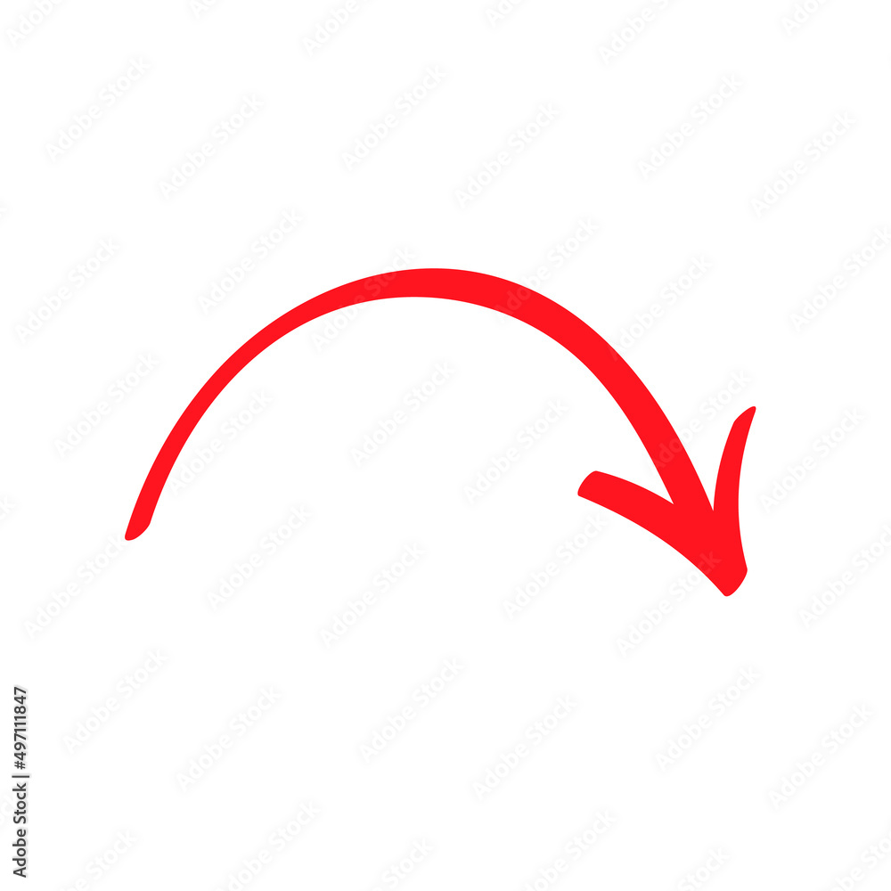 Red curved arrow sign, symbol and icon for business or web button ...