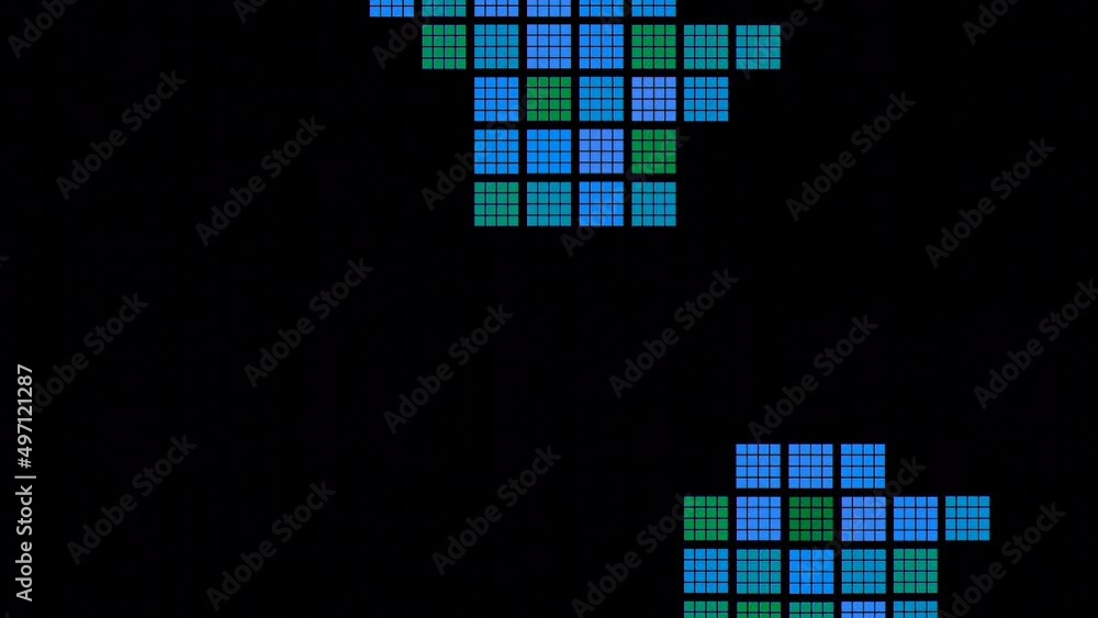 Retro background with moving mosaic squares on black background. Design ...