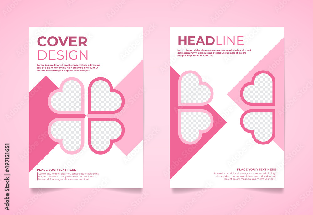 Poster Pink and white poster template design in a4 with editable heart ...