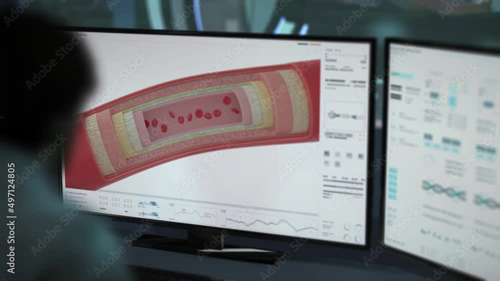 Studying the blood at the laboratory for microbiology research ...