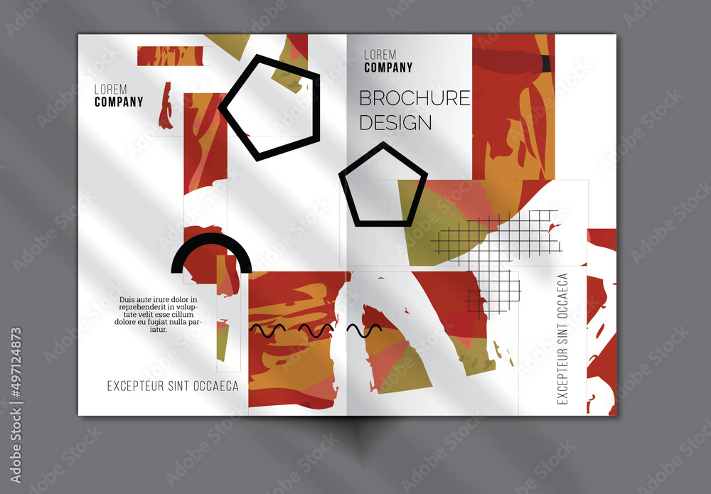 Brochure Cover Layout Geometric Shapes and Abstract Bright Rectangles ...