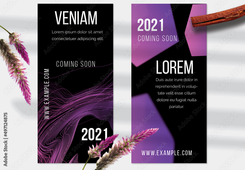 Flyer Layout with Motion Blur and Glowing Abstract Shapes Stock ...