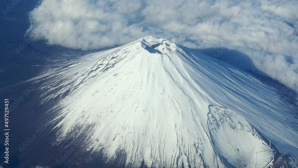 Top of Mt. Fuji. Bird eyes view of big and high mountain Fuji of Japan ...