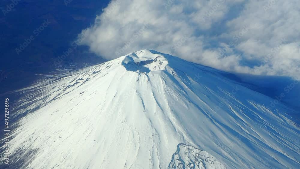 Top of Mt. Fuji. Bird eyes view of big and high mountain Fuji of Japan ...