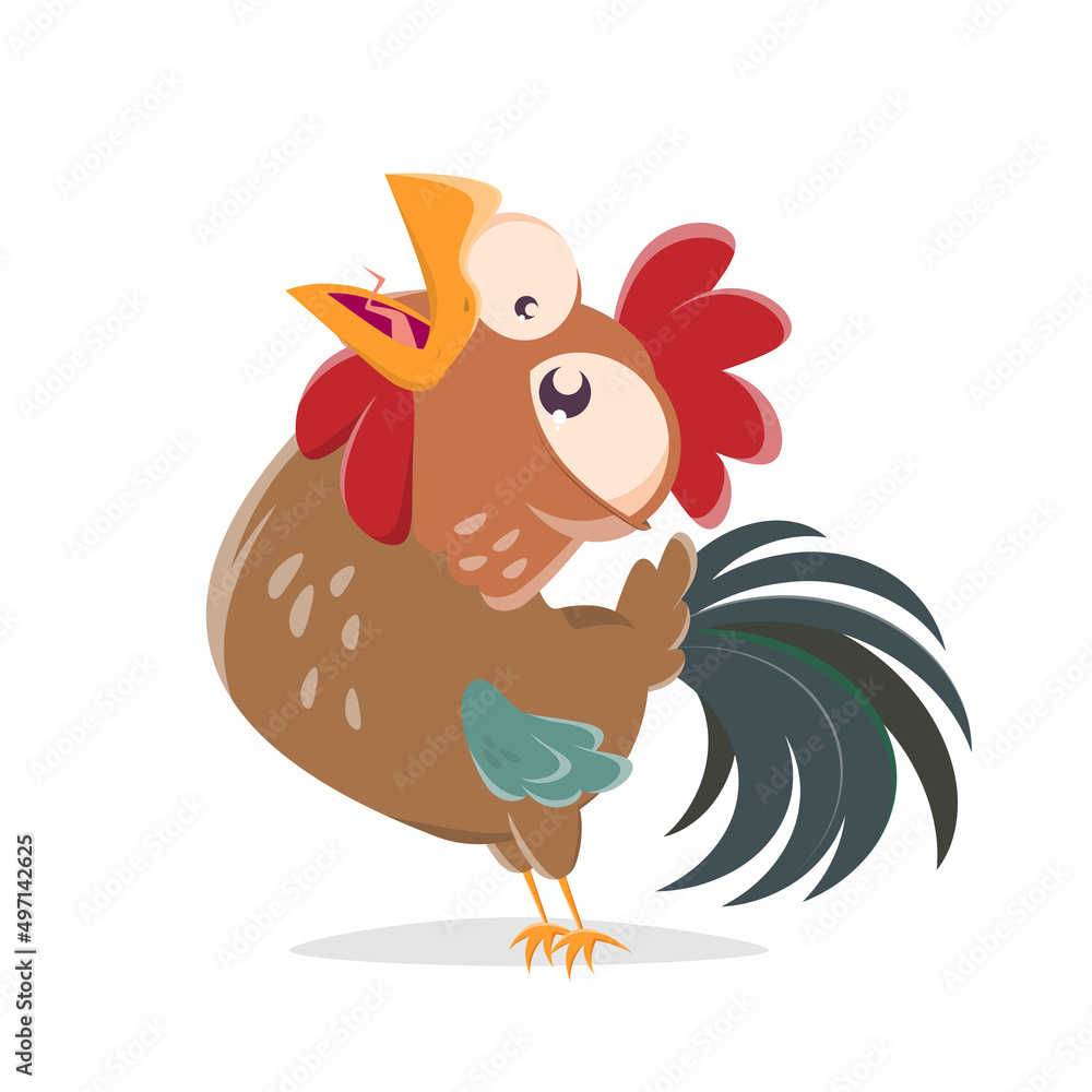 funny cartoon illustration of a shouting rooster Stock Vector | Adobe Stock
