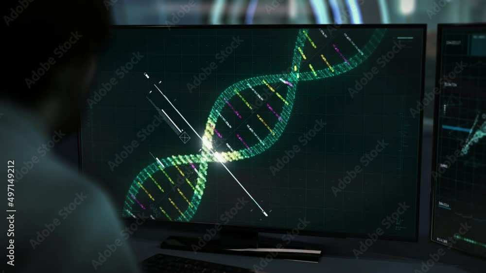 Doctor Performing Patient DNA Structure Analysis. Medical Doctor ...