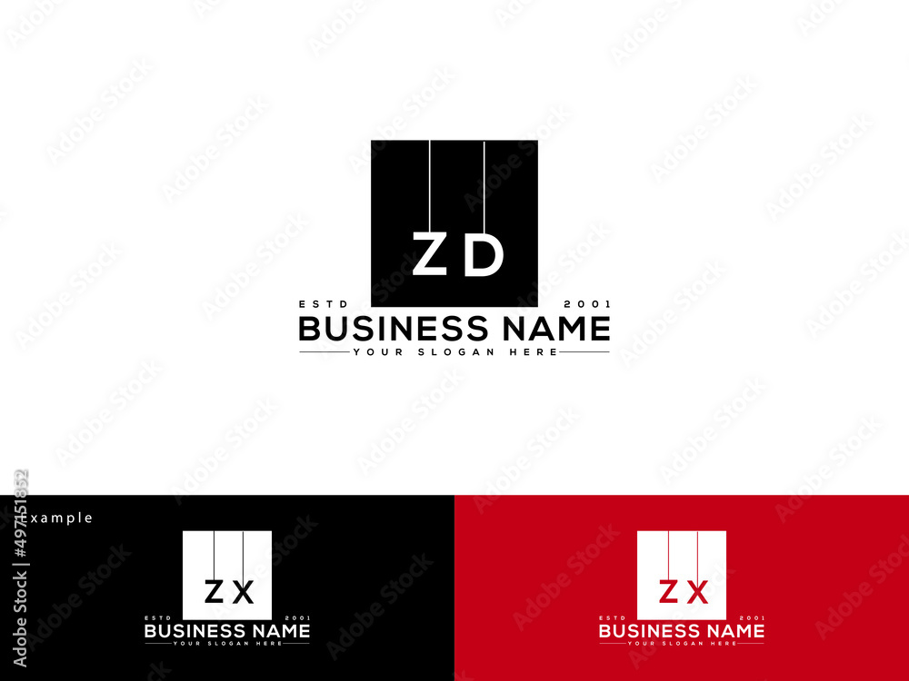 ZD Logo Image, Letter Zd dz Square Black Logo Icon Vector For Your ...