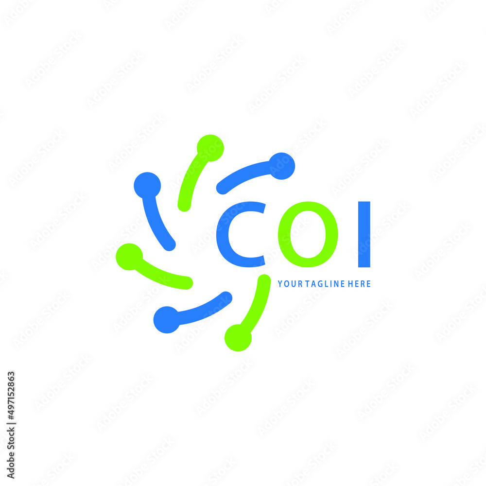 COI logo design initial creative letter on white background. COI vector ...