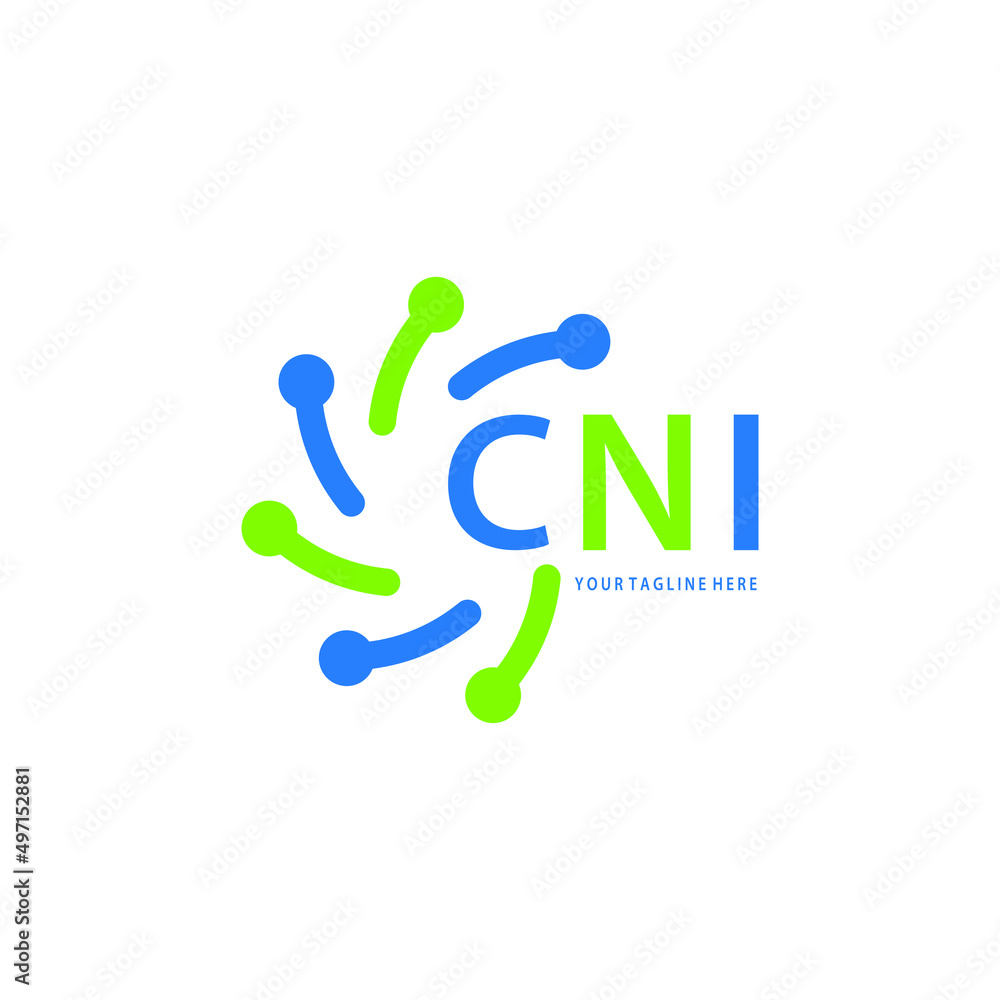 CNI logo design initial creative letter on white background. CNI vector ...