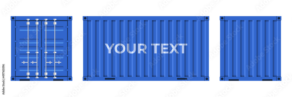 Cargo container vector mockup isolated on white background. Shipping ...