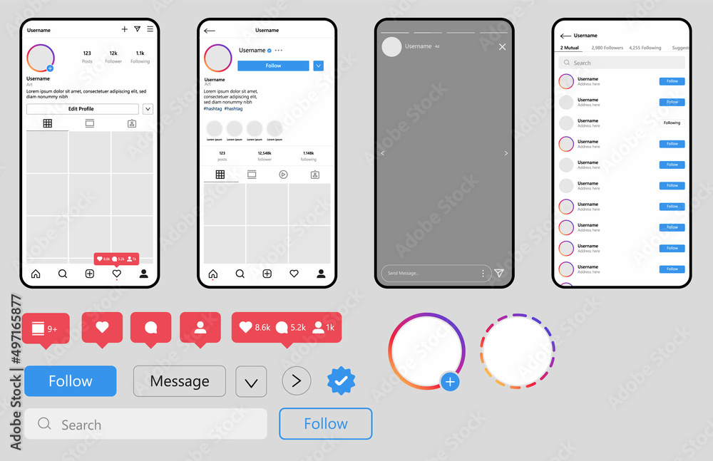 Instagram Social Media Vector Mockup Template, Instagram Profile ...