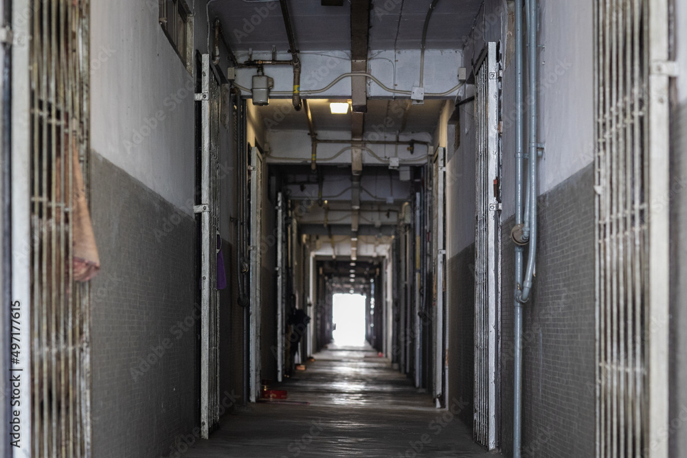 Corridor in public housing estate, Hong Kong Stock Photo | Adobe Stock