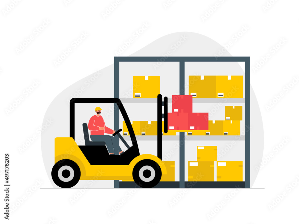 Goods that have entered the box are carried by the operator with a ...