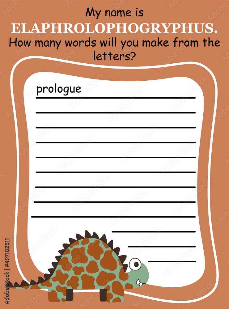 Anagram game with little cartoon stegosaurus dinosaur vector ...