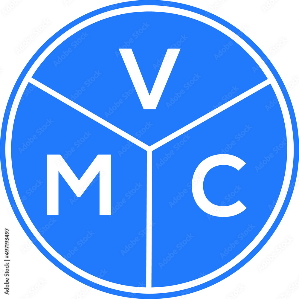 VMC letter logo design on white background. VMC creative circle letter ...
