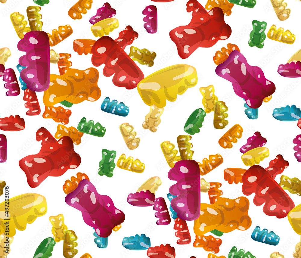 Gummy Bear Candy seamless pattern. Jelly Bear seamless texture. Stock ...