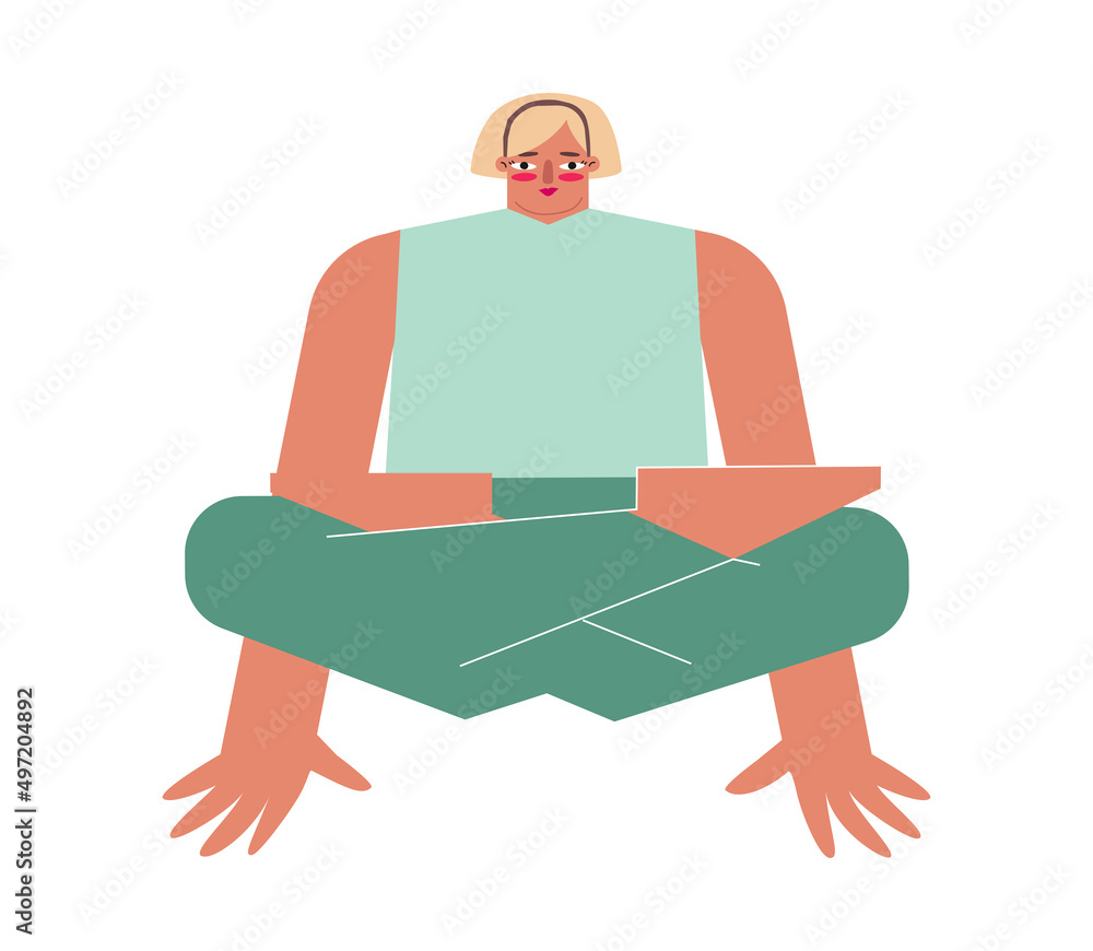 Vector isolated concept with flat female character. Sportive blonde ...