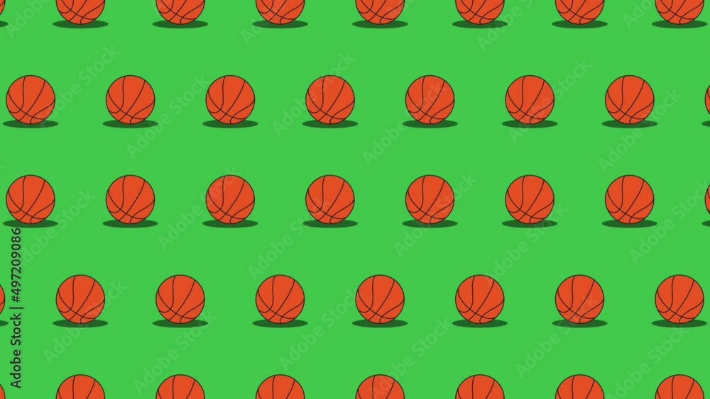 Vidéo Stock Basketball balls seamless loop pattern on a green ...
